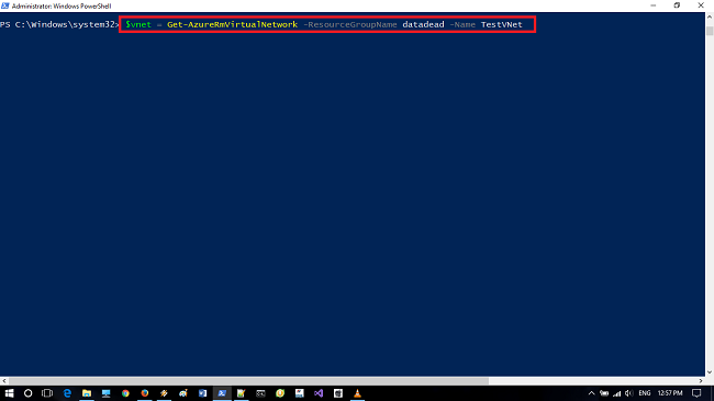 Creating Vnet Using Powershell Cmdlets
