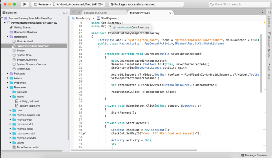 Creating Xamarin Android Binding For RazorPay Payment Gateway - Part One