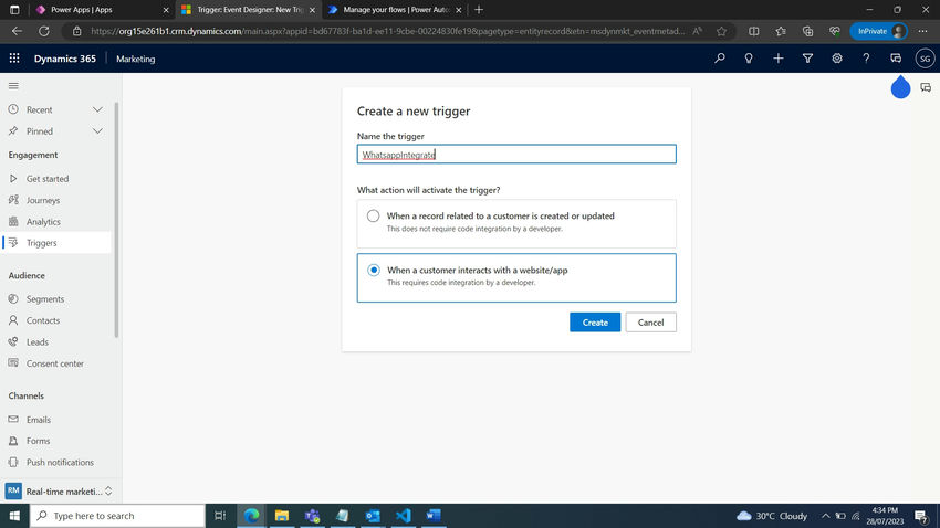 Creation of Custom Triggers in D365 Marketing