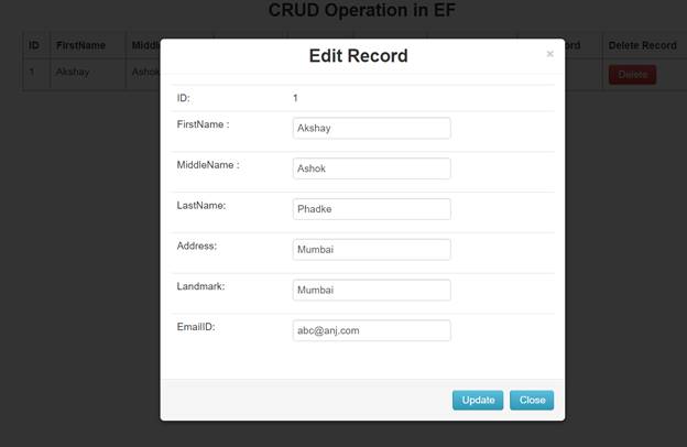 CRUD Operations In Entity Framework