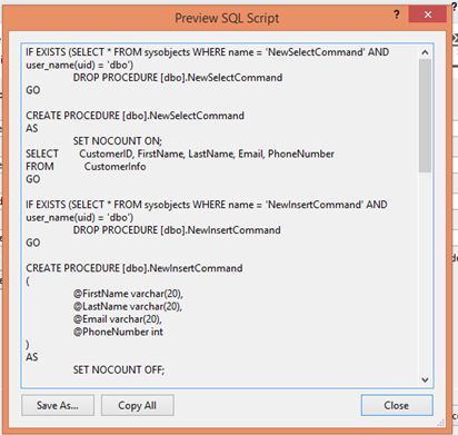 CRUD Stored Procedures In SQL Server And Visual Studio