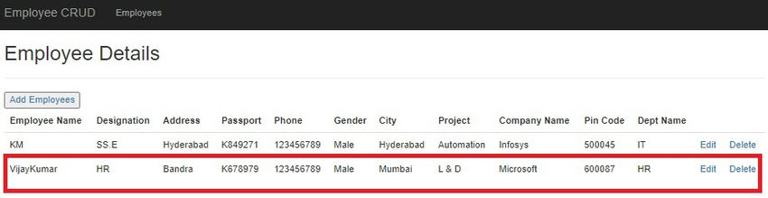 CRUD Using ASP.NET MVC 5 And Entity Framework