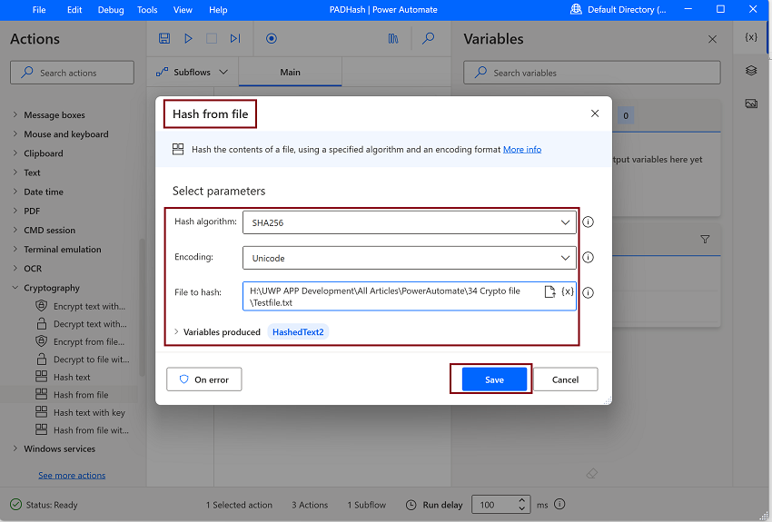 Cryptography Actions With Hashing In Desktop Flow Using Microsoft Power