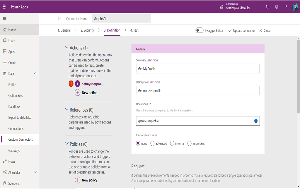 Custom Connector To Connect Graph Api In Powerapps