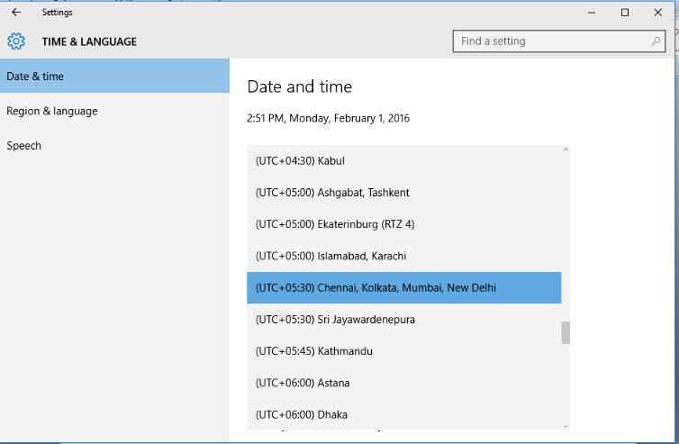 Data And Time Options In Windows 10