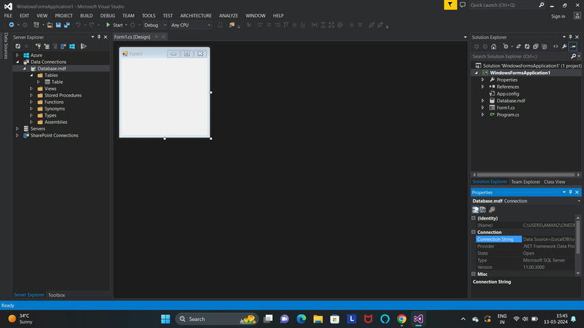 Database Connectivity in Visual Studio