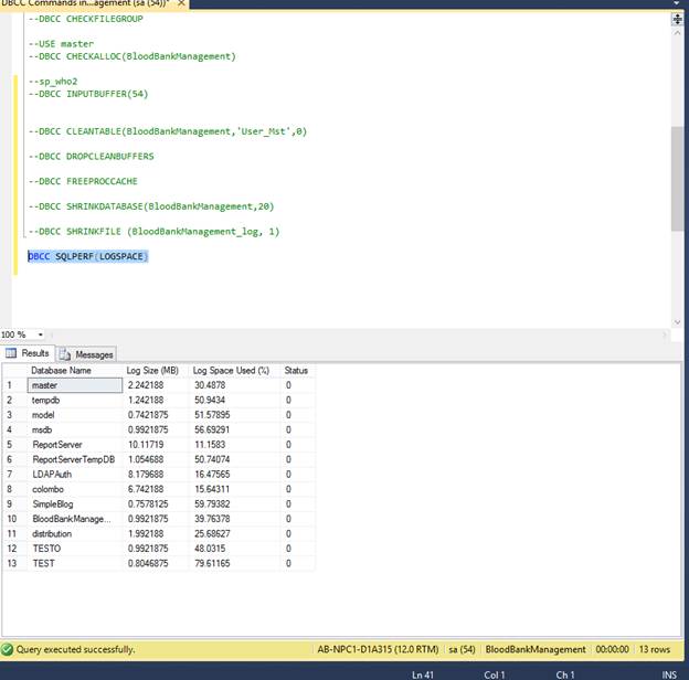 Database Console Commands In Sql Server