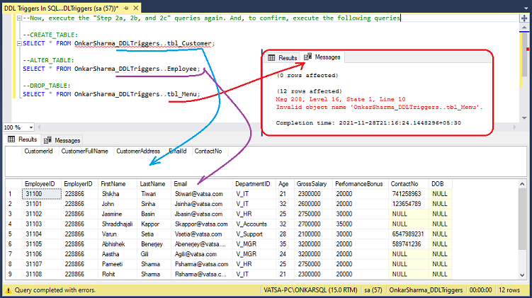 DDL Triggers In SQL Server