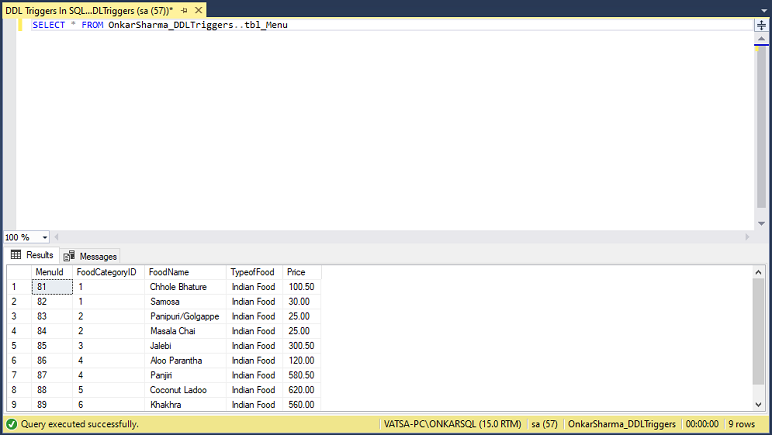 DDL Triggers In SQL Server