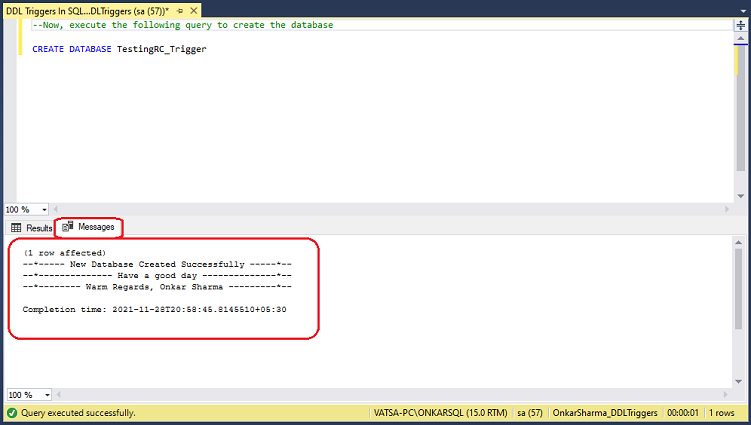 DDL Triggers In SQL Server