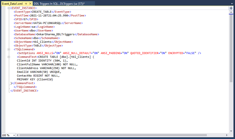 DDL Triggers In SQL Server