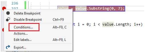 Debug/Breakpoints With Conditions In C#