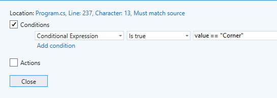 Debug/Breakpoints With Conditions In C#