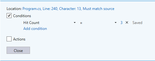 Debug/Breakpoints With Conditions In C#