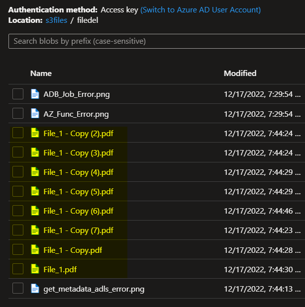 Delete Files Based On Excel Column Name In Azure Data Factory
