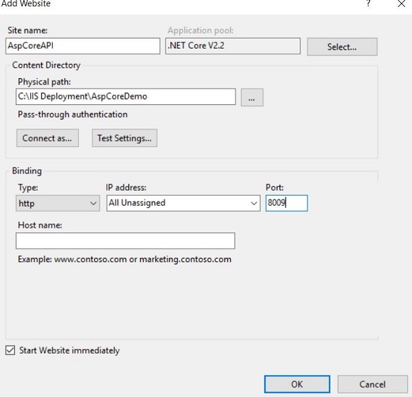 Deploy ASP.NET Core API application In IIS