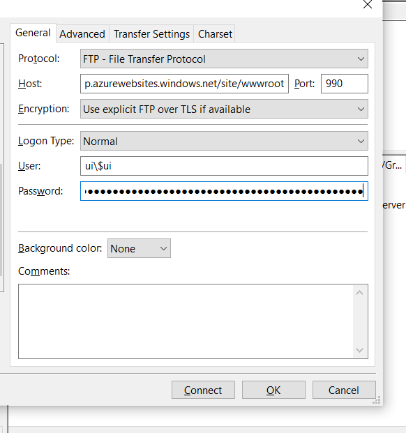 Deploying Your Solution to Azure via FTP