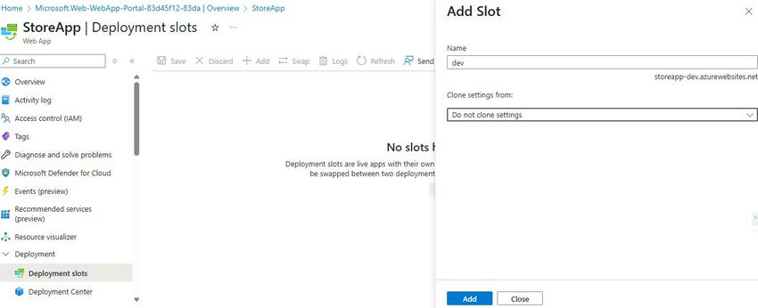 Deployment Slot in Azure Web App Service