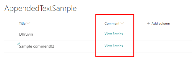 Display Appended Comments Version History From SharePoint List On PowerApps