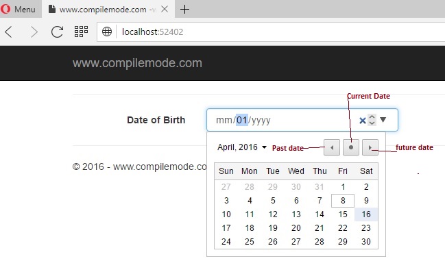 Displaying Calender Control In Aspnet Mvc Without Jquery And Javascript