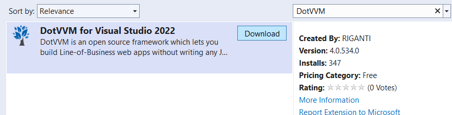 DotVVM For Visual Studio 2022