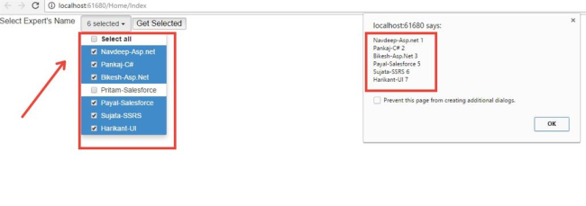 Dropdown With Multiple Checkbox Select With Jquery In Mvc 5