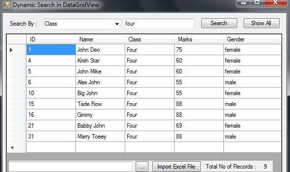 Dynamic Search In DataGridView