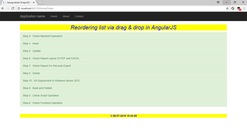 Rearrange The Tasks List Dynamically By Drag And Drop Using Angular In MVC