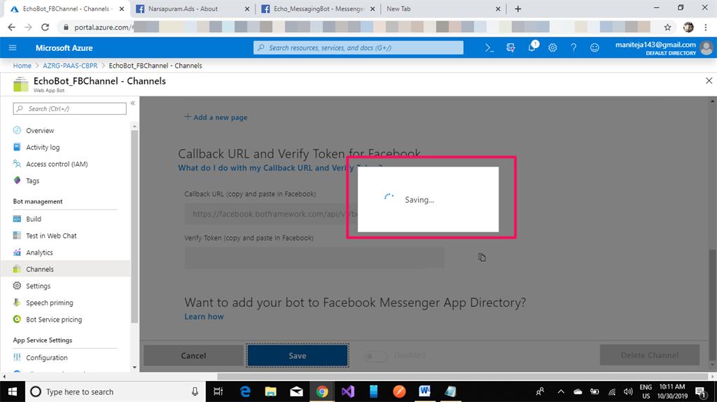 Echo Chat Bot In Facebook Messenger Using Microsoft Bot Framework