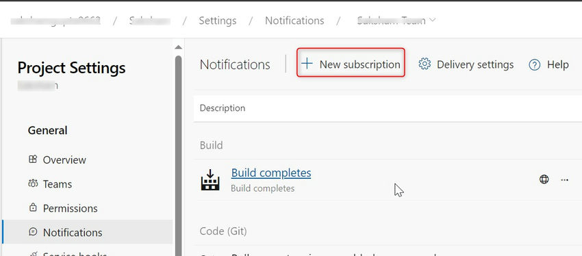 Email Subscriptions in Azure DevOps