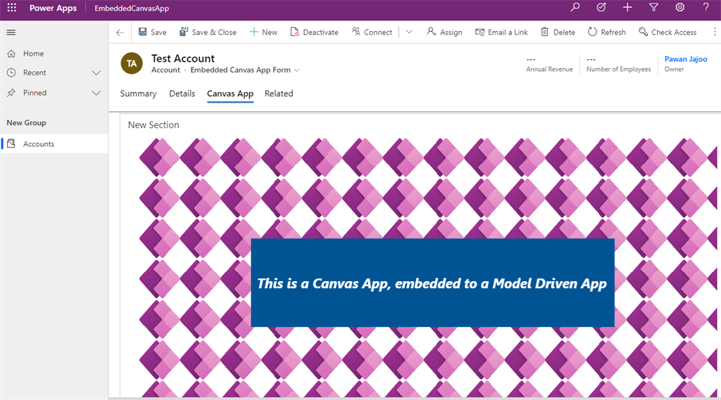 Embed Canvas App In A Model Driven App