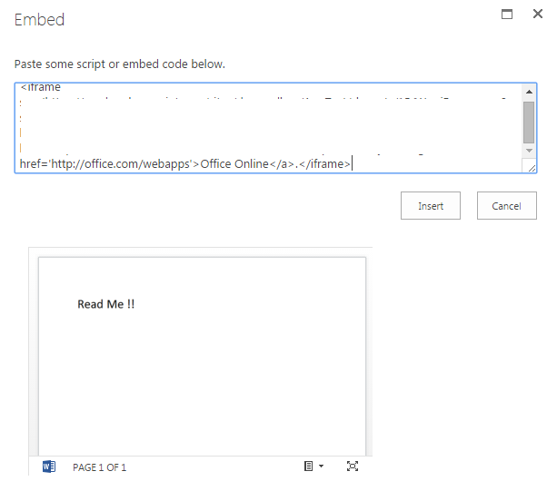 Embed Word Document Contents On A SharePoint Page In Office 365 & SharePoint 2013
