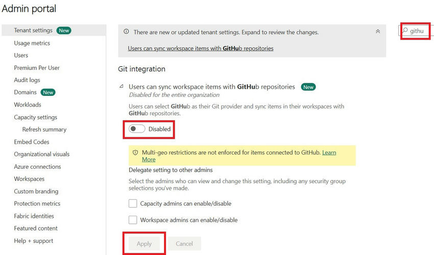Enabling Github Integration In Microsoft Fabric