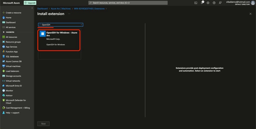 Enabling SSH Extension Azure Arc-Enabled Servers