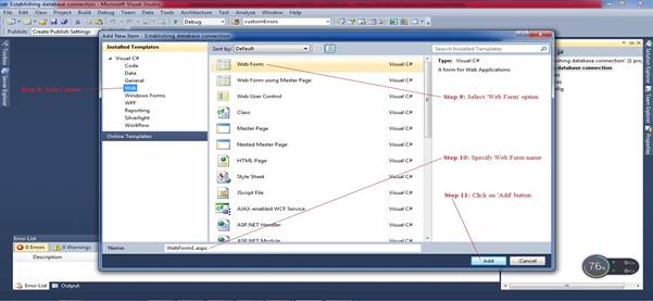Establishing Database Connection Between MSSQL And ASP.NET Establishing Database Connection Between MSSQL And ASP.NET