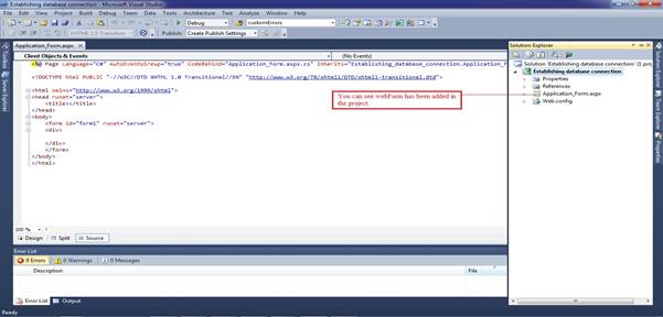 Establishing Database Connection Between MSSQL And ASP.NET Establishing Database Connection Between MSSQL And ASP.NET