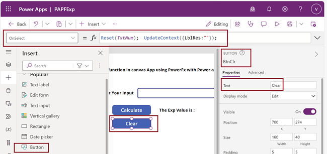 Exp Function From Power Fx Using Power Apps