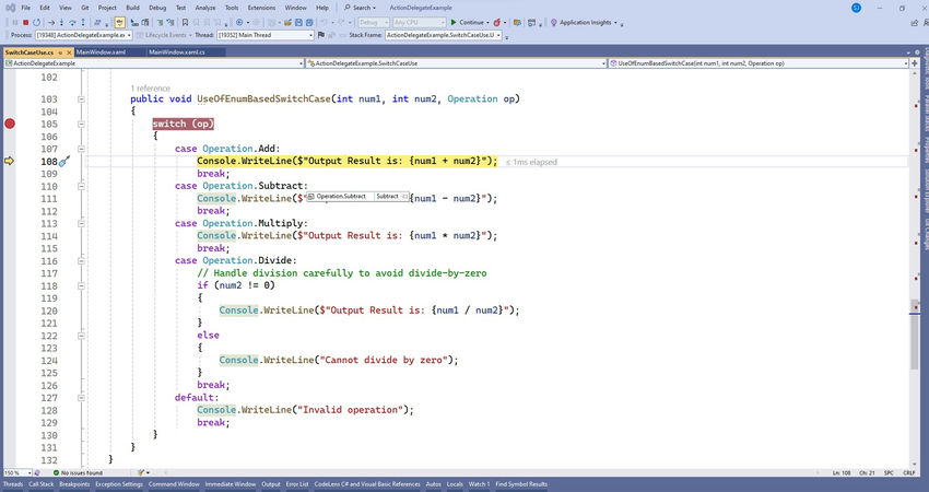 Explain Switch Case Uses in C#