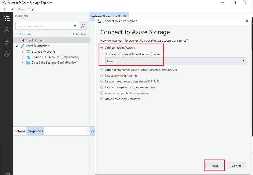 Exploring Storage Explorer