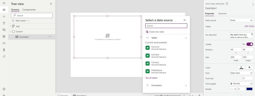 Exploring the Data Table Control in Power Apps