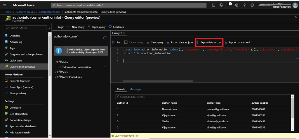 Exporting The SQL Data From Azure Cloud Exporting The SQL Data From Azure Cloud