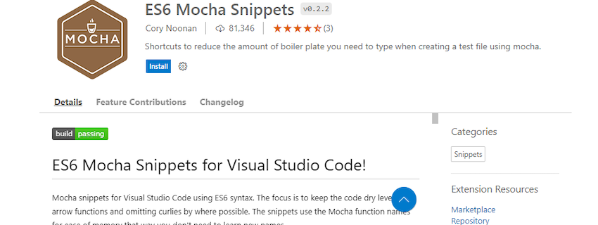 Extension For Writing Mocha Tests In Visual Studio Code
