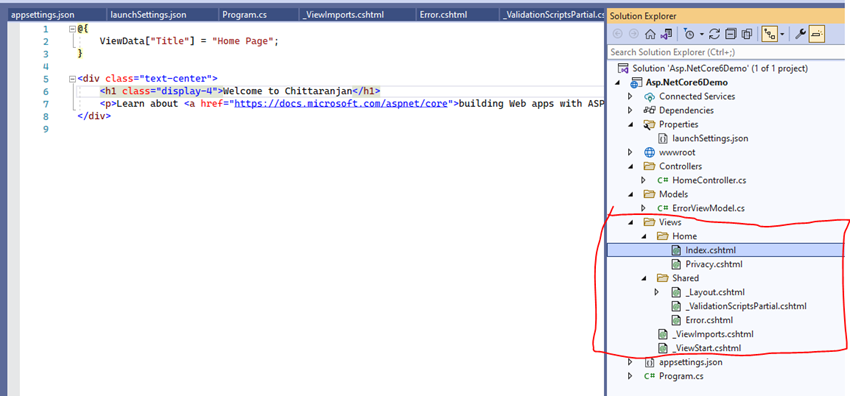 Folder Structure Of ASP.NET Core MVC 6.0 Project