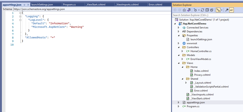 Folder Structure Of ASP.NET Core MVC 6.0 Project