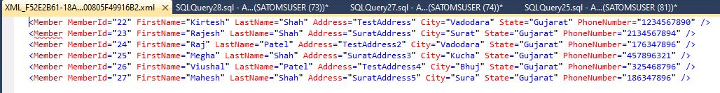 FOR XML In SQL Sever