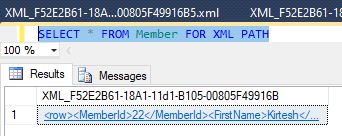FOR XML In SQL Sever