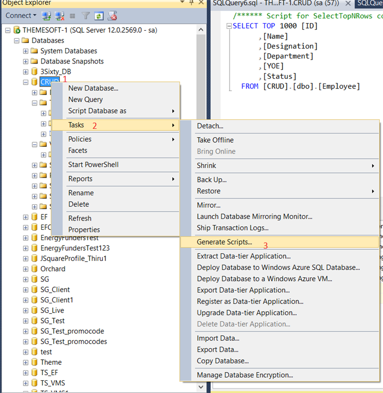 Generate Backup And Script File In Sql Server 2014 4167