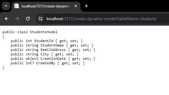 Generate Dynamic Models in C# .NET 8 MVC from Database