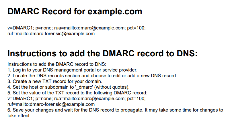 Generate Free Dmarc Record And Save Instructions In A Pdf Using Python