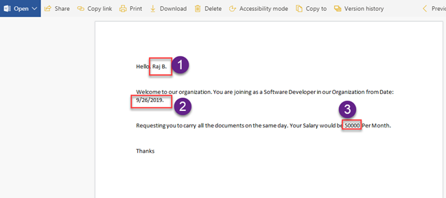 Generate MS Word Document Consuming SharePoint List Data From A Document Template Using MS Flow ...